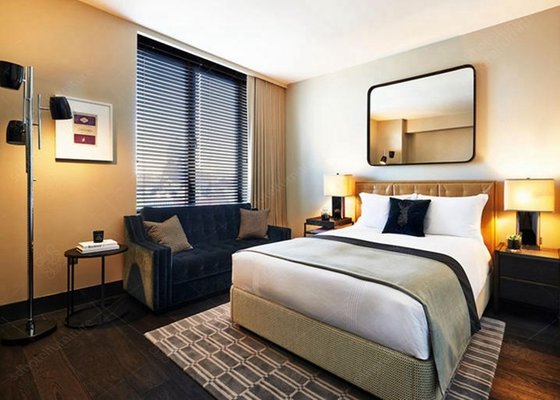 Simple Double Bed Room Hotel Furniture Set / Queen Size Bedroom Furniture