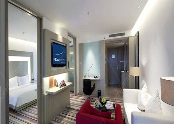Custom Hotel Bedroom Furniture Sets With Laminate Wood Veneer Finish