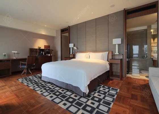 Custom Hotel Bedroom Furniture Sets With Laminate Wood Veneer Finish