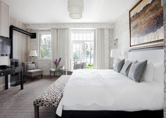 White Luxury Hotel Bedroom Furniture / Persident King Size Bedroom Sets High Scratch-Resistant