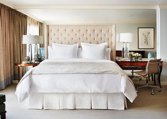Modern 5 Star Hotel Bedroom Furniture Sets Leather Fabric Solid Wood