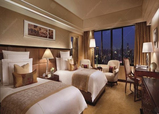 Professional Custom Oak Wood Hotel Bedroom Furniture Sets 1 Year Warranty