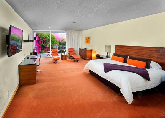 American Style Hotel Bedroom Furniture Sets Solid Wood Material