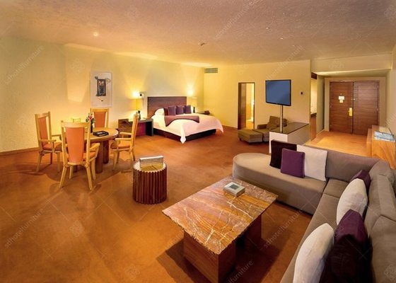 American Style Hotel Bedroom Furniture Sets Solid Wood Material