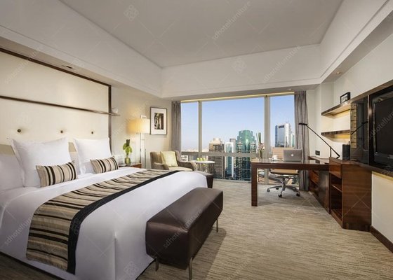 Solid Wood Hotel Bedroom Furniture Sets Laminated Particle Board