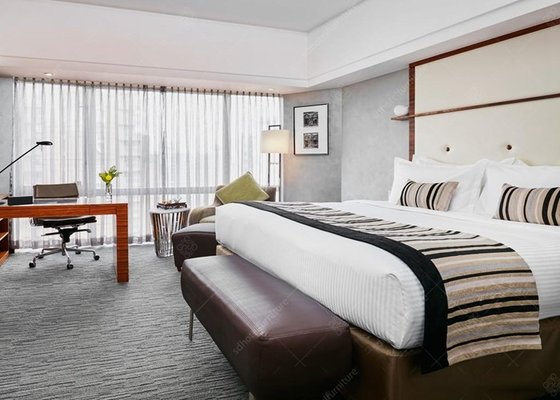 Solid Wood Hotel Bedroom Furniture Sets Laminated Particle Board