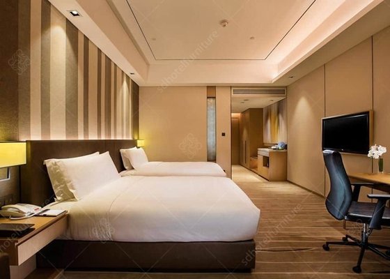 Melamine Hotel Bedroom Furniture Sets with Solid Wood Frame
