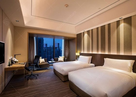Melamine Hotel Bedroom Furniture Sets with Solid Wood Frame