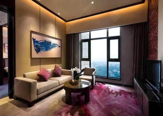 Ethiopian Bedroom Sets / Luxury Hotel Room Furniture 5 Light Lacquer Finish