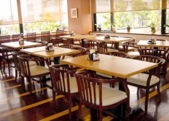 Modern Restaurant Furniture / Oak Wooden Restaurant Tables And Chairs