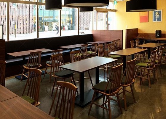 Unique Restaurant Furniture Sets With Wooden Table / Fabric Sofa Chair