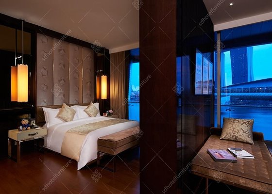 5 Star Hilton Hotel Bedroom Furniture Sets Customized Upholstered Environmental Friendly