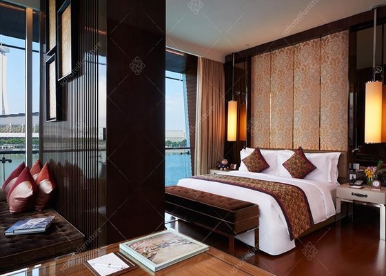 5 Star Hilton Hotel Bedroom Furniture Sets Customized Upholstered Environmental Friendly