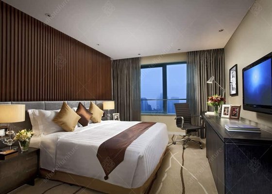 Wooden 5 Star Hotel Bedroom Apartment Furniture Sets Environment - friendly Lacquer