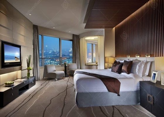 Wooden 5 Star Hotel Bedroom Apartment Furniture Sets Environment - friendly Lacquer