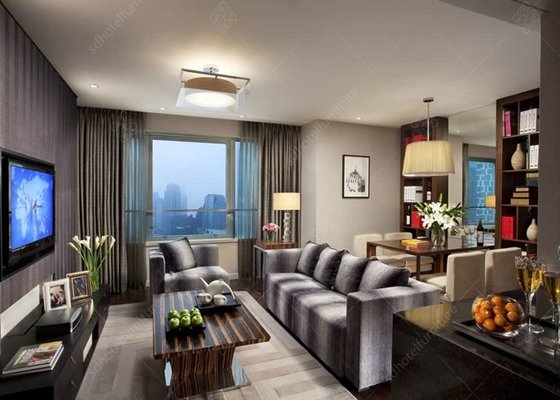 Wooden 5 Star Hotel Bedroom Apartment Furniture Sets Environment - friendly Lacquer
