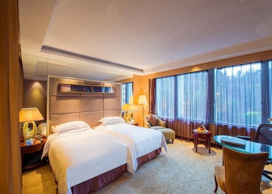 India Luxury 4 Star Hotel Bedroom Furniture Sets Solid Wood / MDF / Plywood Material