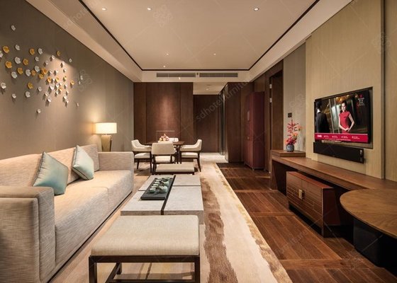 India Luxury 4 Star Hotel Bedroom Furniture Sets Solid Wood / MDF / Plywood Material