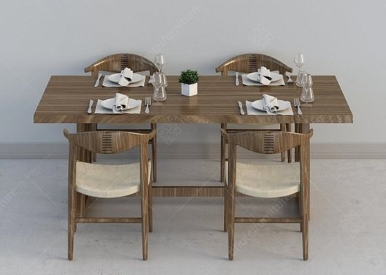 Economic Commercial Restaurant Furniture Wooden Dining Table Set With Wooden Legs And Table Top