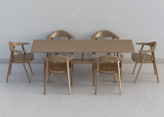 Economic Commercial Restaurant Furniture Wooden Dining Table Set With Wooden Legs And Table Top