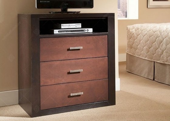 Elegant Hotel Bedroom Furniture With Wooden Color TV Cabinet FSC SGS
