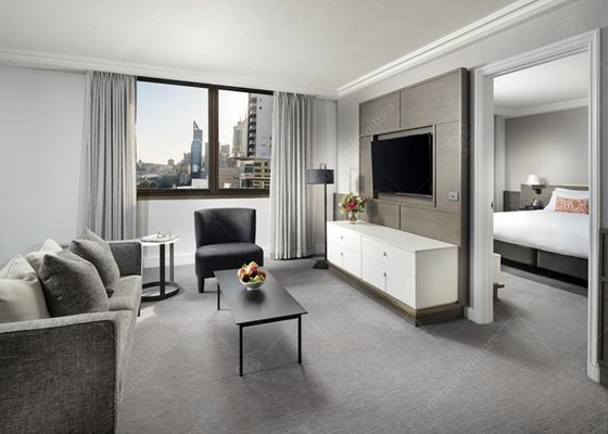 Simple Panel Modern Apartment Hotel Bedroom Furniture Sets Solid Wood