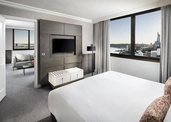 Simple Panel Modern Apartment Hotel Bedroom Furniture Sets Solid Wood