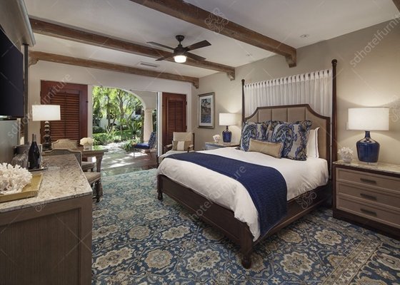 5 Star Antique Hotel Bedroom Furniture Sets With Solid Wood , MDF Or Plywood