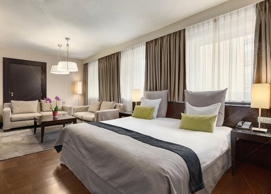 Custom Three Star Hotel Style Bedroom Furniture Environmental Friendly Lacquer