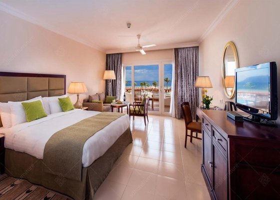 Palace Style Hotel Bedroom Furniture Sets Solid Wood / MDF / Plywood + Veneer + Painting