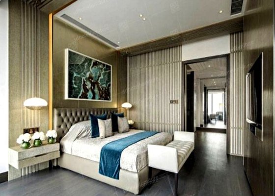 Fashionable Five Star Hotel Bedroom Furniture Sets Laminate HPL Surface Finish