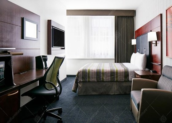Concise Style Commercial 3 Star Hotel Furniture With Luggage Rack / Night Stand