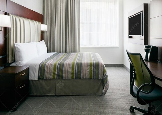 Concise Style Commercial 3 Star Hotel Furniture With Luggage Rack / Night Stand