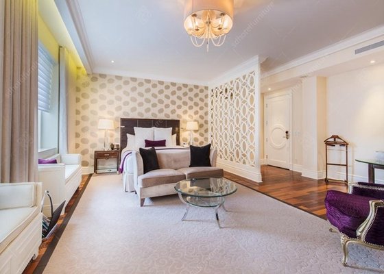 Bright 5 Star King Size Hotel Bedroom Furniture Sets Plywood / MDF Material