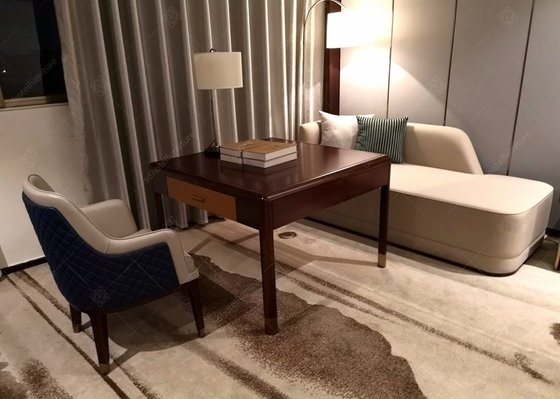 Birch / Mahogany Solid Wood 5 Star Hotel Furniture Writing Table With 3 Drawers