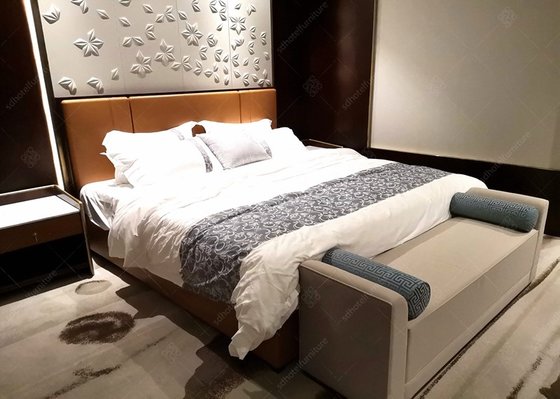 Birch / Mahogany Solid Wood 5 Star Hotel Furniture Writing Table With 3 Drawers