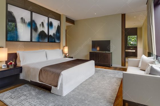Luxury Customized King Size Hotel Bedroom Furniture Villa Wood Veneer And Painting