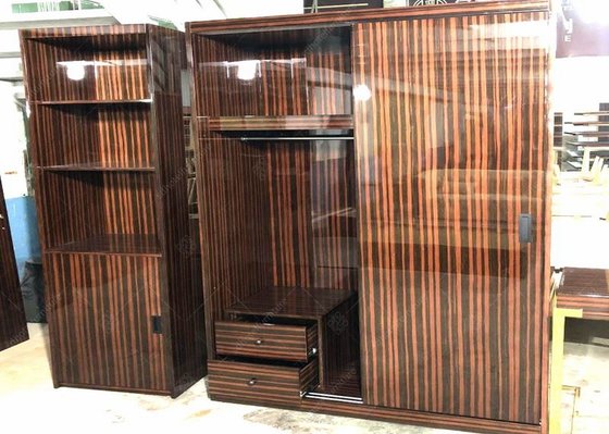 Saudi Arabia Hotel Project Furniture Ebony Veener Finish / Bedroom Suite Furniture