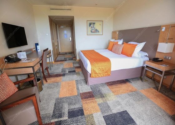 Simple Commercial Hotel Bedroom Furniture Sets With TV Stand / Writing Table