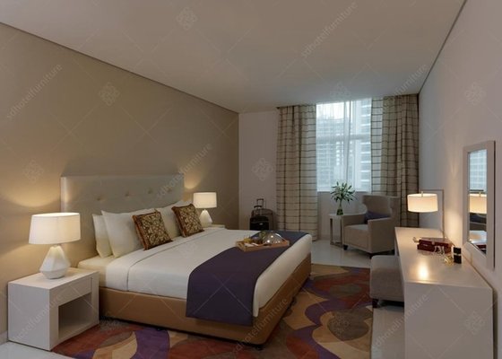 OEM 5 Star Hotel Bedroom Furniture Sets With Plywood / MDF Panel
