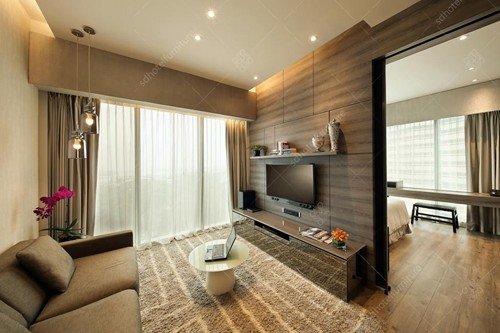 Custom Size Shangdian Modern Hotel Bedroom Furniture With Tempered Glass Coffee Table