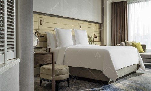 Fashion Hilton Inn Customized Luxury Hotel Furniture / 5 Star Bedroom Furniture Sets