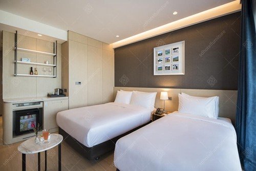 Environmental Modern Hotel Bedroom Furniture Birch , Pine , Ash Solid Wood