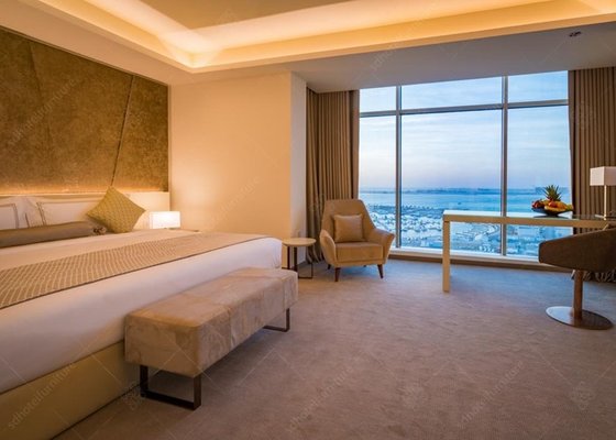 Modern Hotel Bedroom Furniture Sets Solid Wood / Plywood / MDF Material
