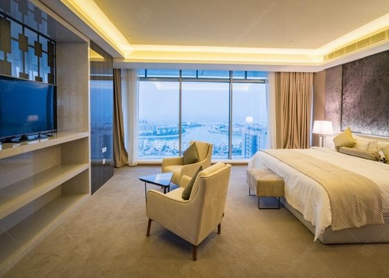 Modern Hotel Bedroom Furniture Sets Solid Wood / Plywood / MDF Material