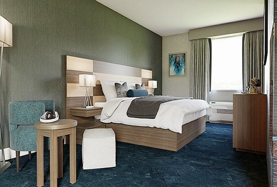 Fashionable Hotel Bedroom Furniture Sets With Laminate Finish