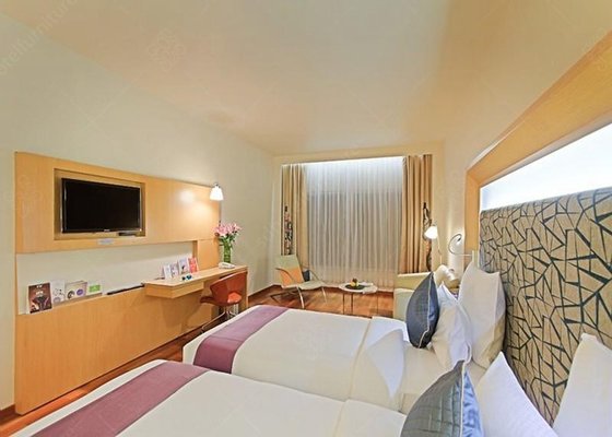 Modern 3 Star Hotel Furniture , Wooden Double Beds For Bedroom