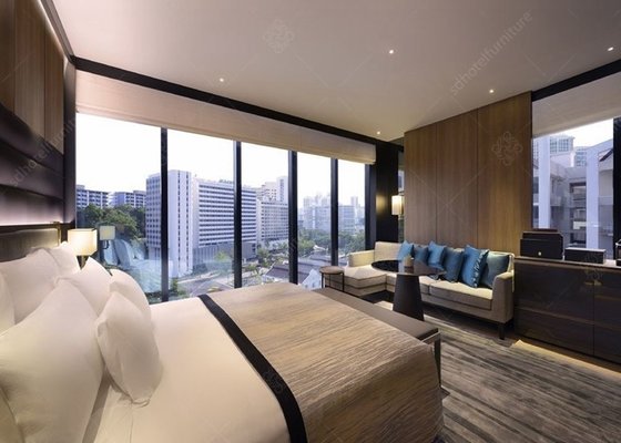 Dark Color Matt Wood Venner Hilton Luxury Hotel Bedroom Furniture With Plywood Finish