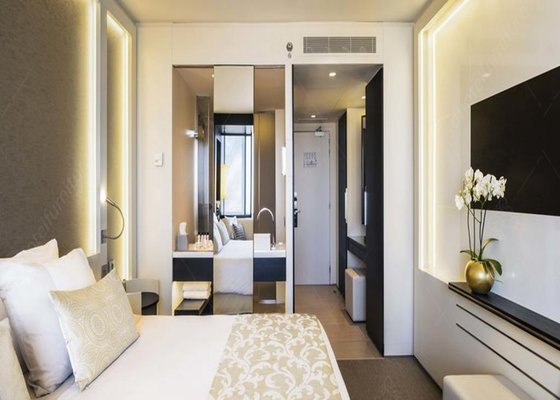 Upscale 5 Star Bed Room Luxury Hotel Bedroom Furniture With Genuine Leather