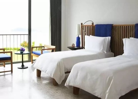 Solid Wood Made 3 Star Hotel Furniture With Fabirc , PU Leather